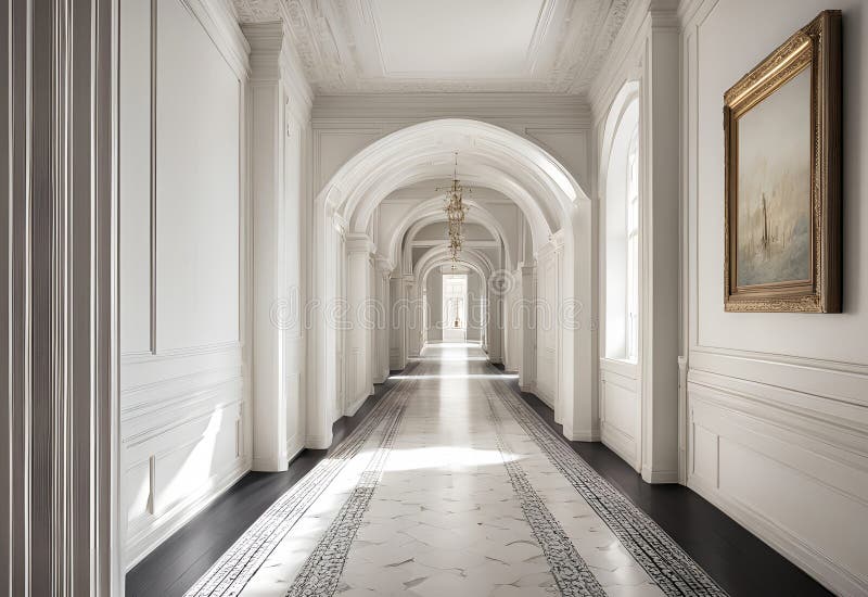 Nicely Built Luxury White Empty Hall with White Walls and Ceiling ...