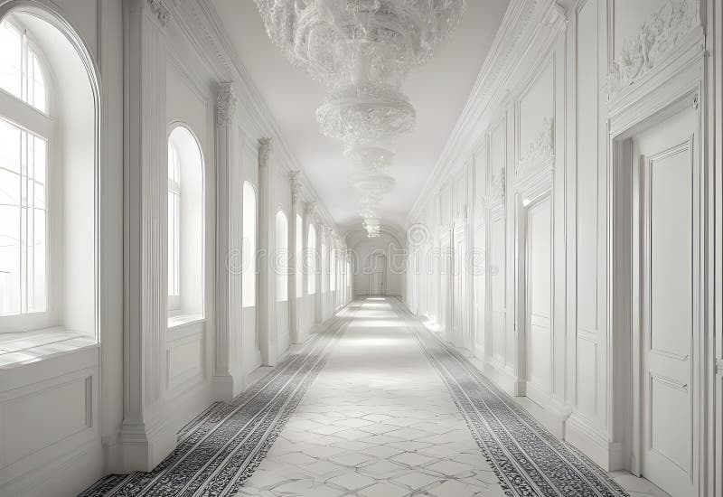 Nicely Built Luxury White Empty Hall with White Walls and Ceiling ...