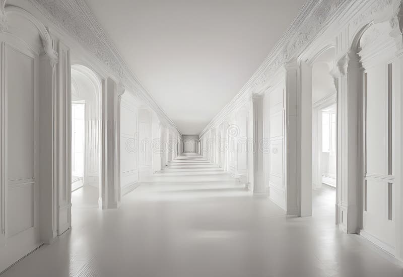 Nicely Built Luxury White Empty Hall with White Walls and Ceiling ...