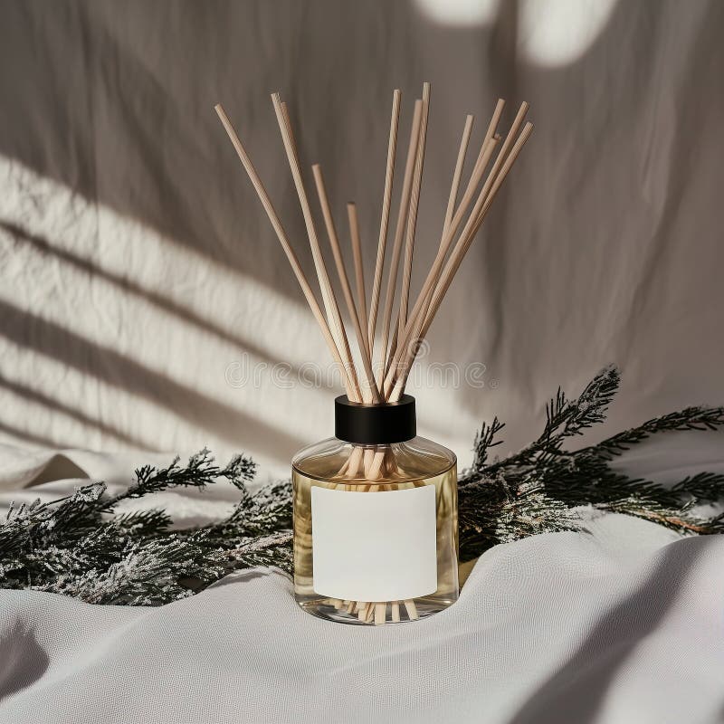 A Nicely Designed Bottle of Reed Diffuser is Resting on a Soft White ...
