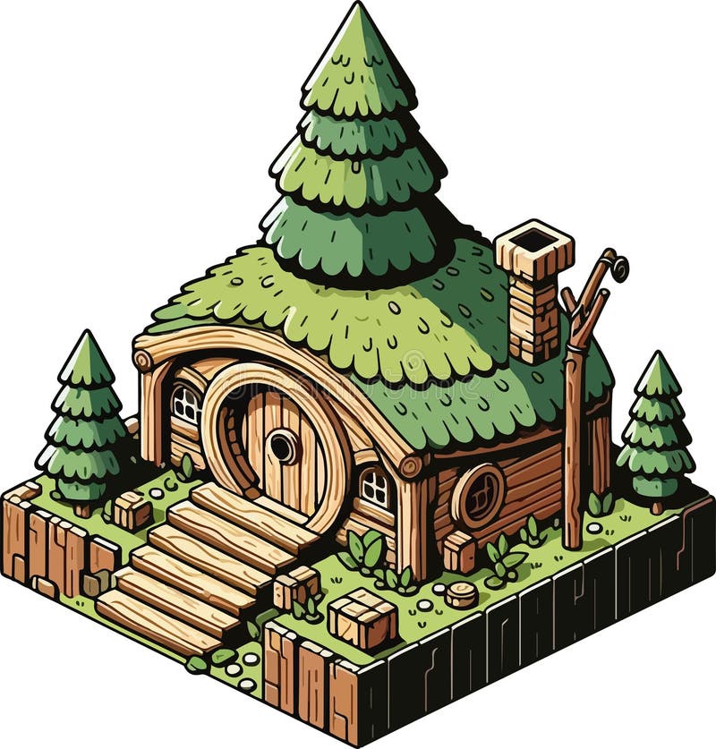 Nicely Fantasy Dwarf House Isometric Vector Draw Stock Vector ...