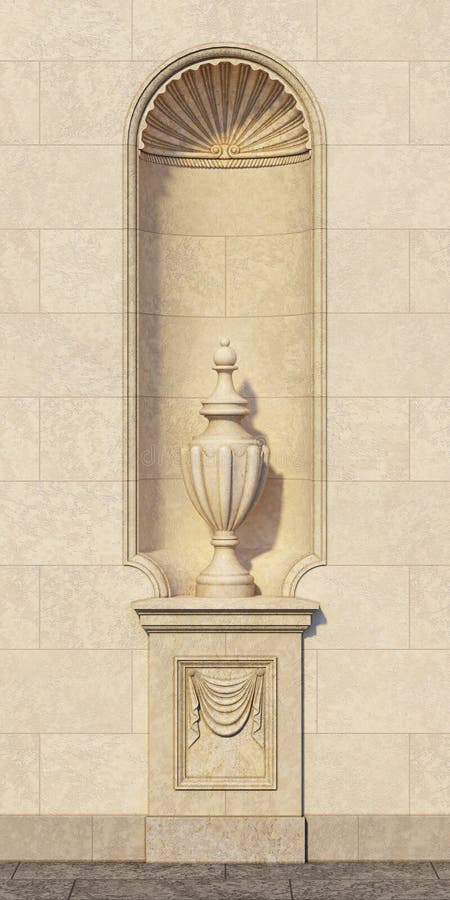 Niche with a Vase on a Stone Wall Stock Illustration - Illustration of ...