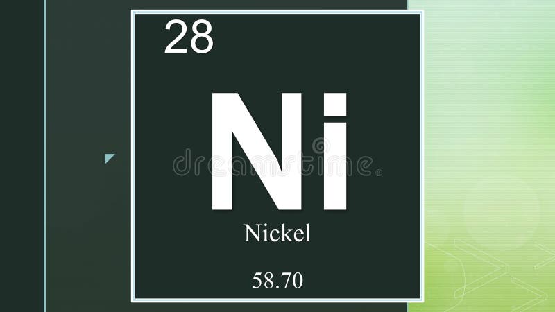 Nickel Chemical Element Symbol on Green Solid and Gradient Background ...