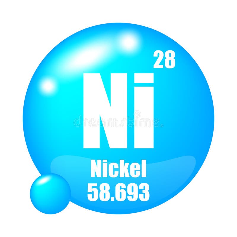 Nickel Icon. Ni Chemical Element. Atomic Number 28. Mass 58.693. Blue ...