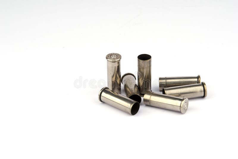 Nickel Plated .38 Shell Casings Stock Image - Image of brass, empty ...