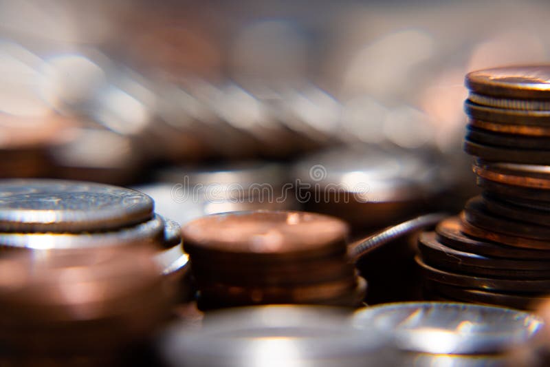 Stacks of Nickels on a Black Background Stock Image - Image of savings ...