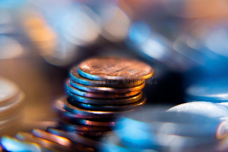Stacks of Nickels on a Black Background Stock Image - Image of savings ...