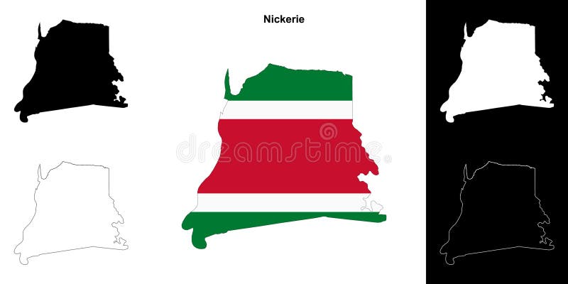 Nickerie outline map stock vector. Illustration of borders - 356725022