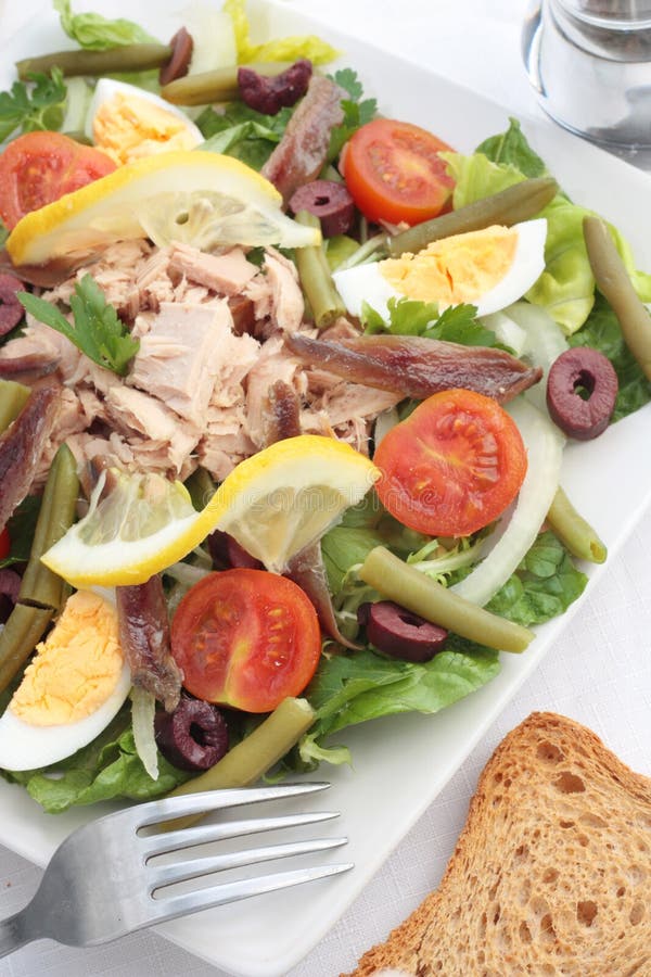 Nicoise salad stock image. Image of lemon, dish, living - 24120153