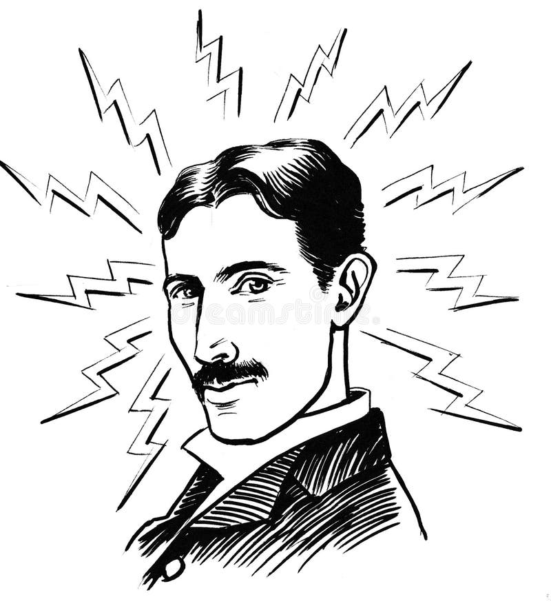Nicola Tesla portrait stock illustration. Illustration of male - 101440969
