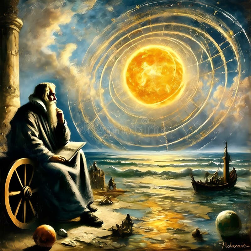 Nicolas Copernicus Thinking about the Sun and the Earth Stock Photo ...