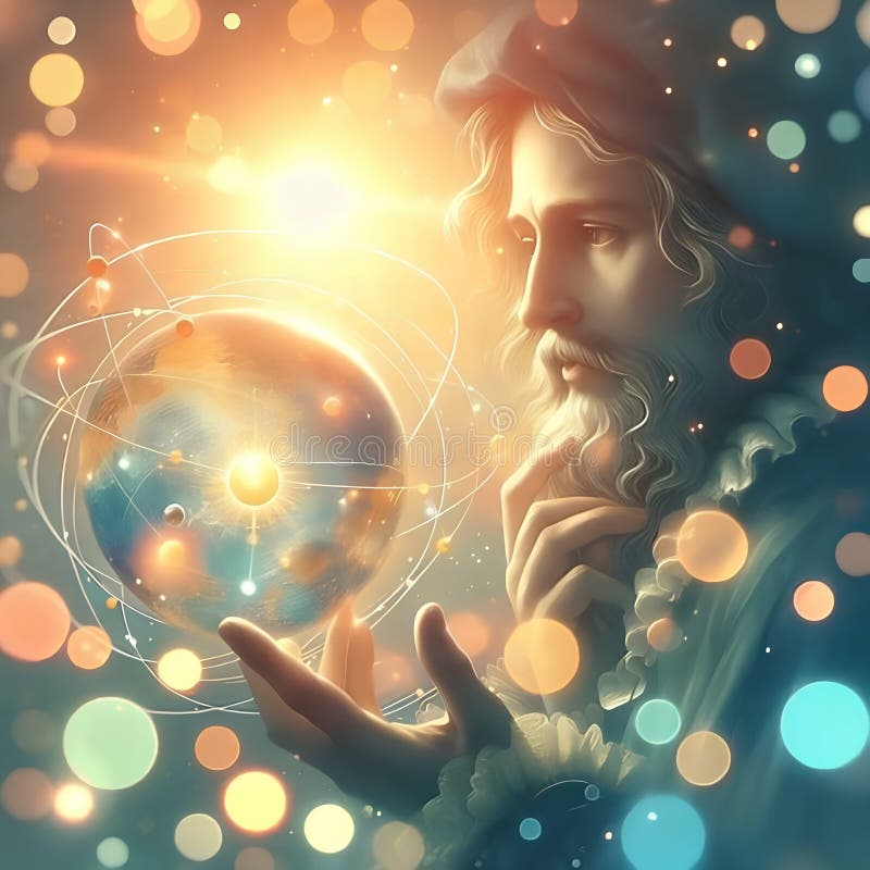 Nicolas Copernicus Thinking about the Sun and the Earth Stock Photo ...