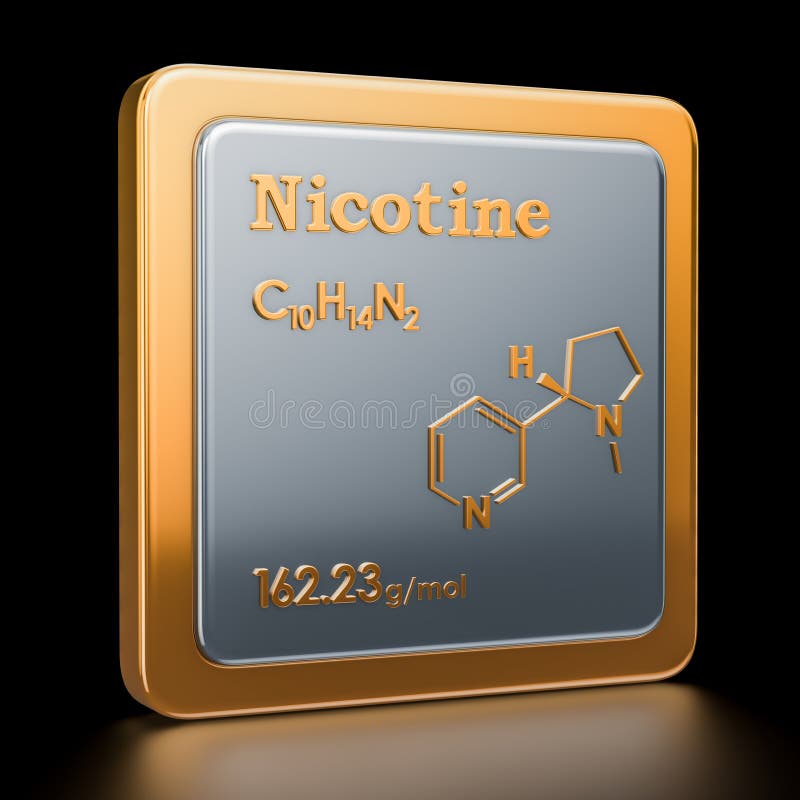 Nicotine. Icon, Chemical Formula, Molecular Structure. 3D Render Stock ...