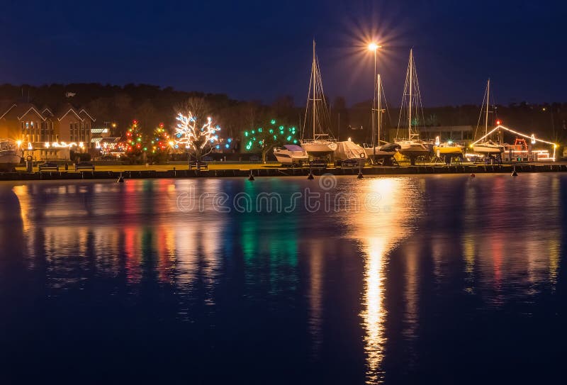 Nida Bay at Night, a Resort Town in Lithuania Stock Image - Image of ...