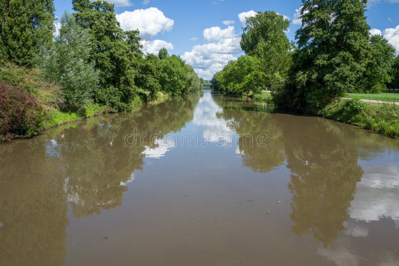 A Small Weir Of The River Nidda In Frankfurt Germany Stock Photo ...