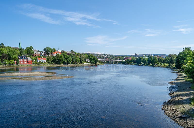 Nidelva River in the City of Trondheim, Norway Stock Image - Image of ...