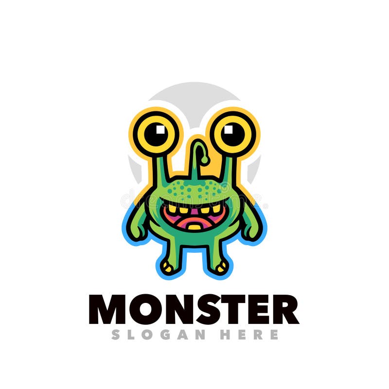 Niedliches Monster-Cartoon-Logo-Design Vektor Abbildung - Illustration ...