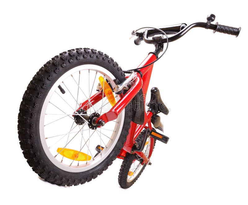 Nieuwe rode fiets op wit stock afbeelding. Image of schijf - 13198185