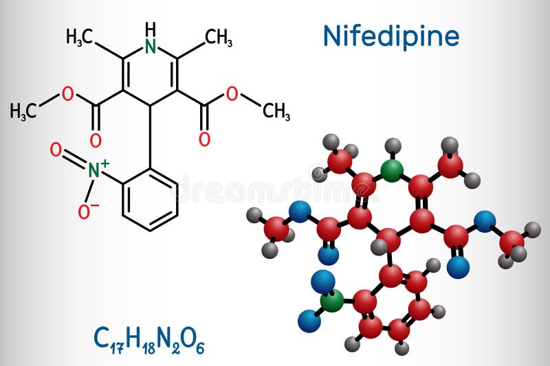 Nifedipine, Molecule. it is Dihydropyridine Calcium Channel Blocking ...