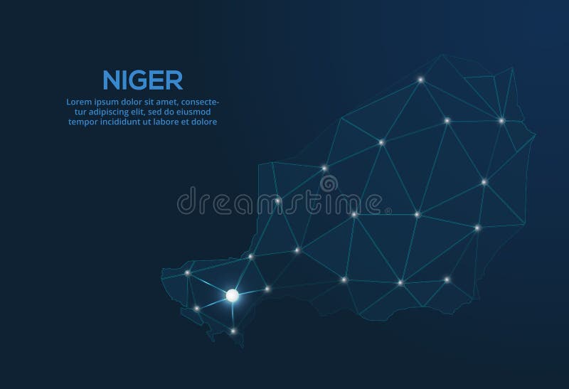 Niger Communication Network Map. Vector Low Poly Image of a Global Map ...