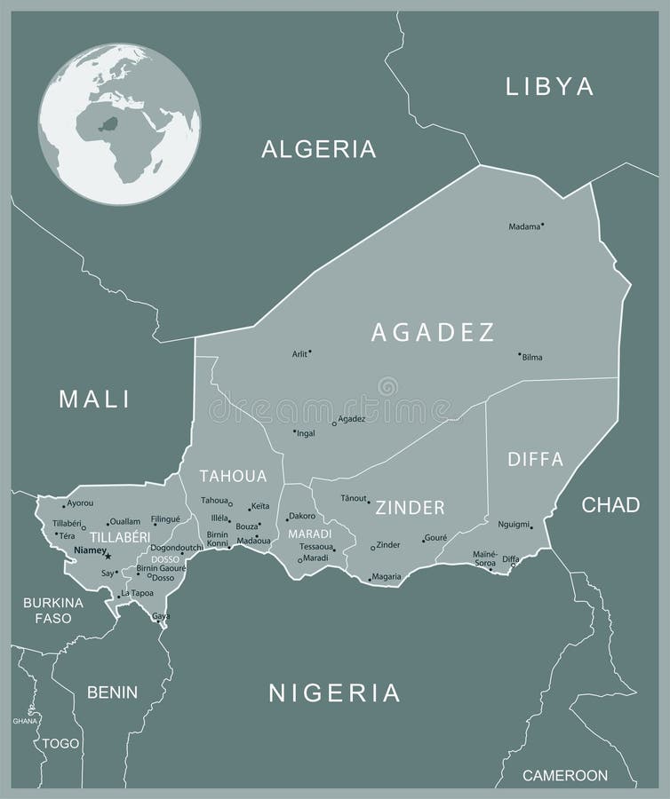 Niger - Detailed Map with Administrative Divisions Country. Vector ...