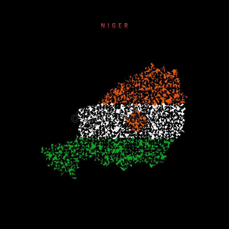 Niger Flag Map, Chaotic Particles Pattern in the Nigerian Flag Colors ...