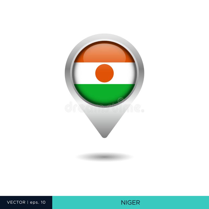 Niger Flag Map Pin Vector Design Template. Stock Vector - Illustration ...