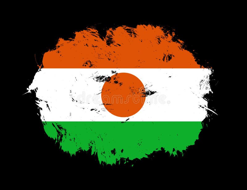 Niger Flag Painted on Black Stroke Brush Background Stock Illustration ...