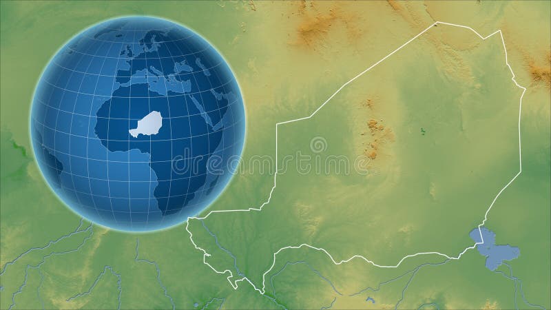 Niger - Physical. Country and Globe, Composition Stock Illustration ...