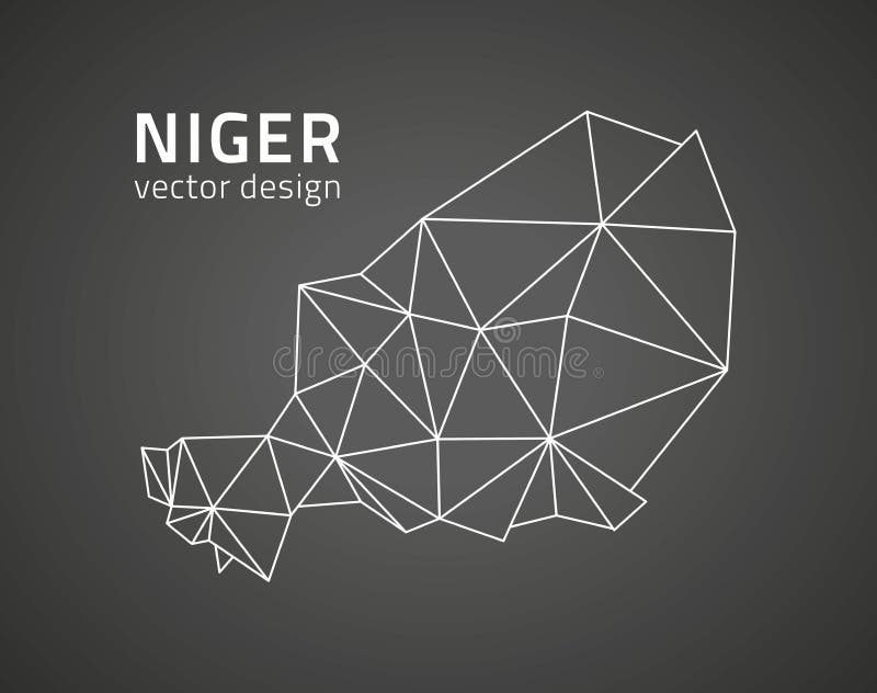 Niger Black Vector Outline Polygonal Triangle Map Stock Vector ...