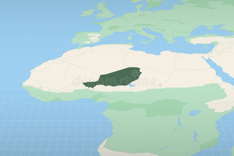 Niger Highlighted on a Detailed Map, Geographic Location of Niger Stock ...