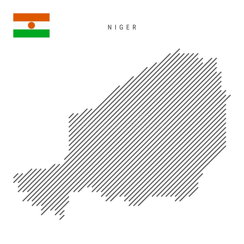 Niger Map from Pattern of Black Slanted Parallel Lines. Flat Vector ...