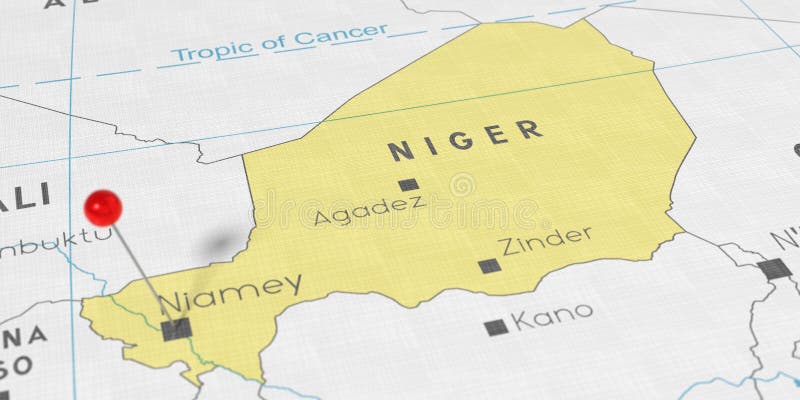 Niger, Niamey - Push Pin on Political Map Stock Illustration ...
