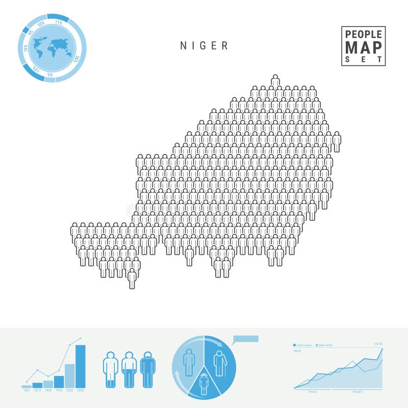 Niger People Icon Map. Stylized Vector Silhouette of Niger. Population ...