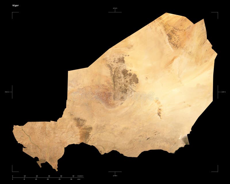 Niger Shape on Black. Low-res Satellite Stock Illustration ...