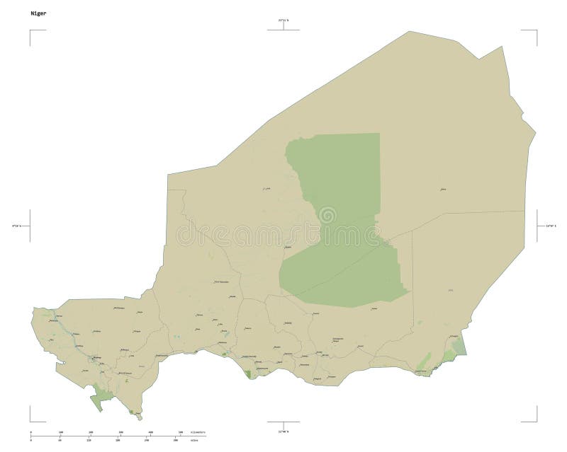 Niger Shape on White. Topo Humanitarian Stock Illustration ...