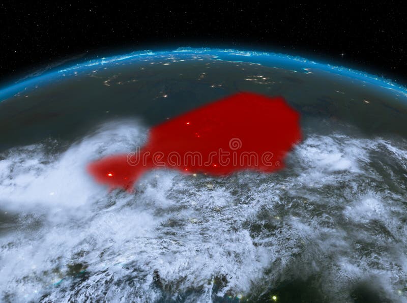 Niger from space at night stock illustration. Illustration of country ...