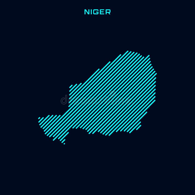 Niger Striped Map Vector Design Template with Blue Background. Stock ...