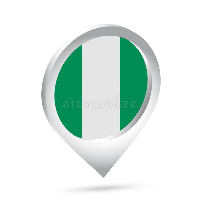 Nigeria flag 3d pin icon stock vector. Illustration of landmark - 262773657