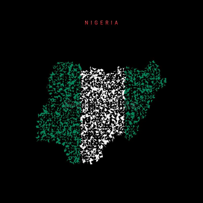 Nigeria Flag Map, Chaotic Particles Pattern in the Nigerian Flag Colors ...