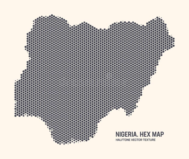 Nigeria Map Vector Hexagonal Half Tone Pattern Isolated on Light ...