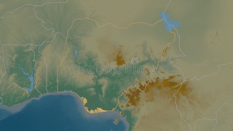 Nigeria - overview. Relief stock illustration. Illustration of travel ...