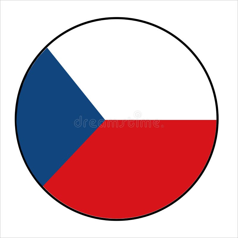 Czech Republic Flag Circle Button on White Background for European ...