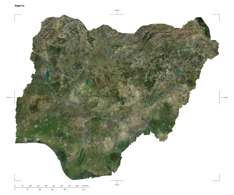 Nigeria Shape on White. High-res Satellite Stock Illustration ...