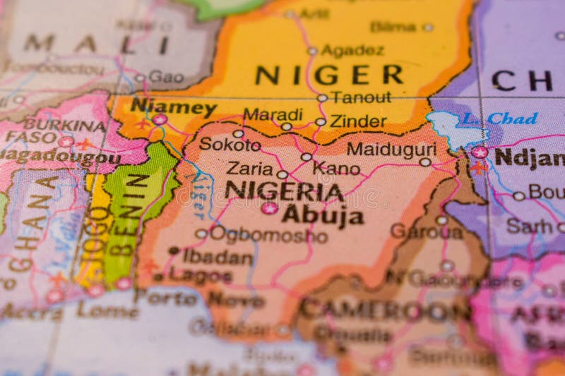Nigeria on the World Map-Geo Political Map Stock Image - Image of ...