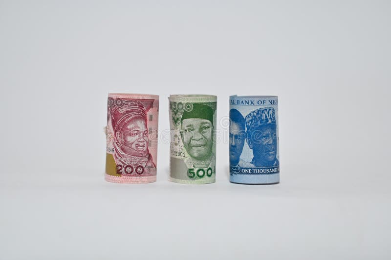 Display of Three Rolled Naira Notes Stock Photo - Image of drink ...
