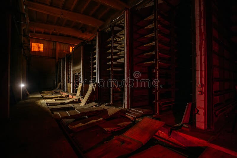 Night at Abandoned Brick Factory. Old Brick Kiln Stock Image - Image of ...
