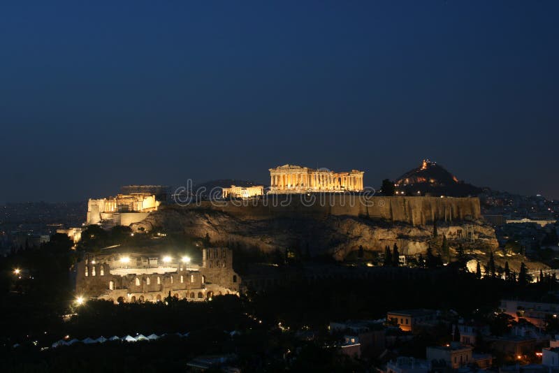 Night Acropolis stock image. Image of night, philopapu - 10540329