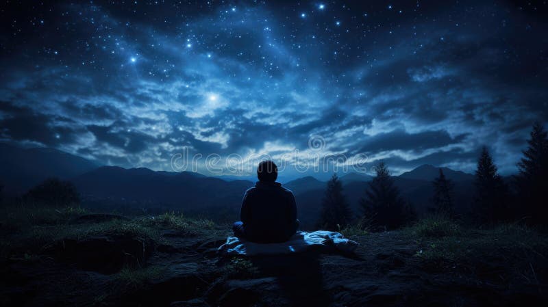 Night Adventures. Observation of the Fall of Perseid Meteorites Stock ...