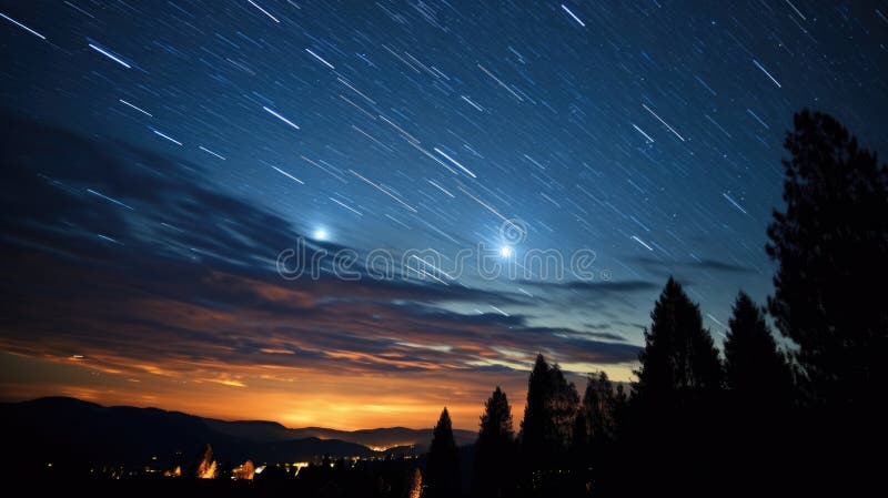 Night Adventures. Observation of the Fall of Perseid Meteorites Stock ...